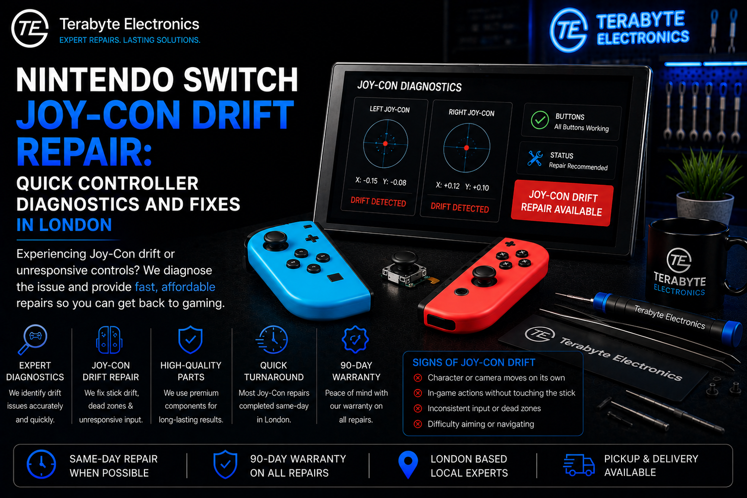 Nintendo Switch Joy-Con Drift Repair London – Terabyte Electronics